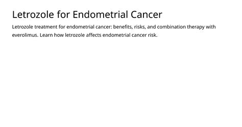 Letrozole For Endometrial Cancer Medsis