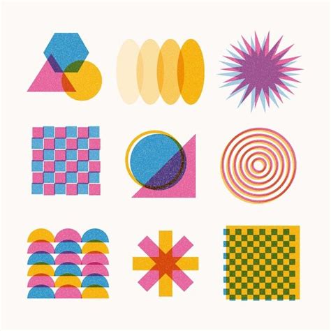 Free Vector Hand Drawn Risograph Element Collection Geometric