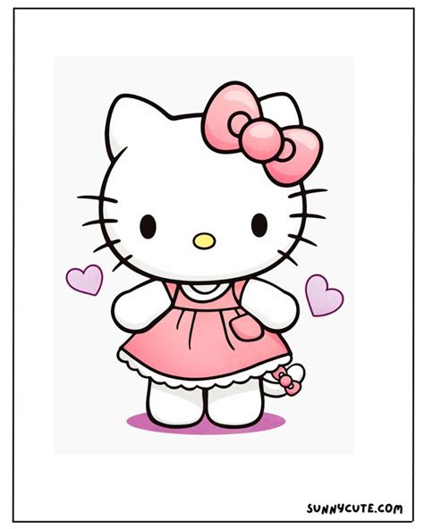 Kawai Hello Kitty Coloring Page