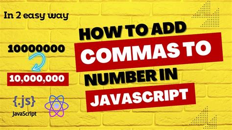 Adding Commas To Numbers In Javascript And React Js Youtube