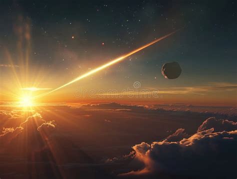Evening Sunset With Meteor And Comet Stock Image Image Of Beautiful Bodies 363817341