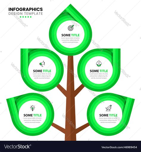 Infographic Template Abstract Tree With Five Vector Image