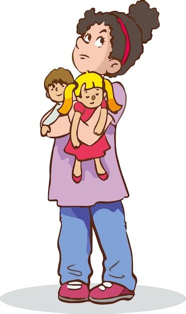 오만한 소녀 만화 벡터 일러스트 레이 션 프리미엄 벡터