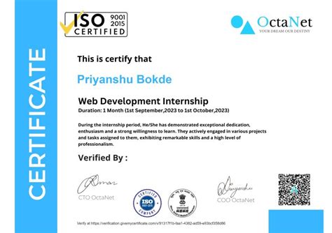 Priyanshu Bokde On Linkedin Webdevelopment Internshipcompletion