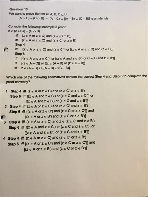 Solved Question We Want To Prove That For All A B C U Chegg Com