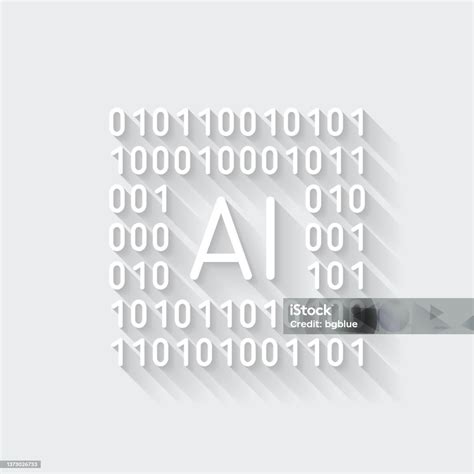 이진 코드가 있는 인공 지능 Ai 빈 배경에 긴 그림자아이콘 플랫 디자인 0에 대한 스톡 벡터 아트 및 기타 이미지 0 1 3차원 형태 Istock