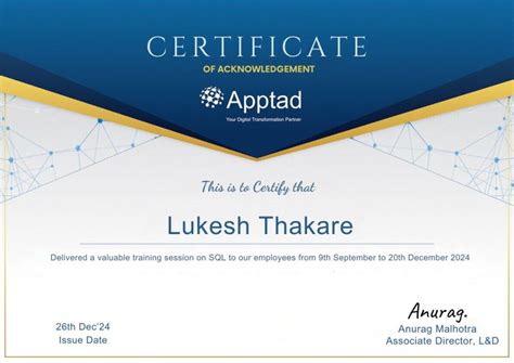 Lukesh Thakare On Linkedin Sql Training Knowledgesharing Gratitude
