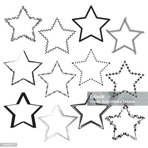 별 아이콘 다양한 외곽선 디자인 창의적인 별 모양 벡터 일러스트 레이 션 0명에 대한 스톡 벡터 아트 및 기타 이미지 0명 개성 개념 검은색 Istock