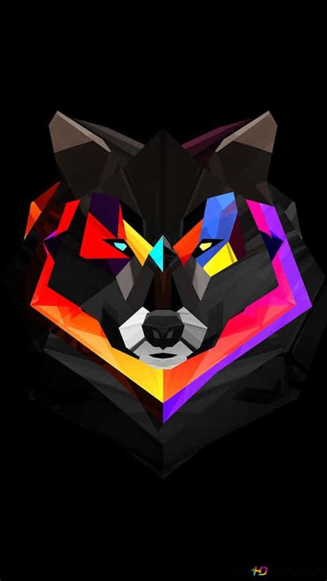 Download Free Colorful Geometric Epic Wolves Head Wallpaper