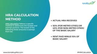 How To Calculate House Rent Allowance HRA In Salary PPT