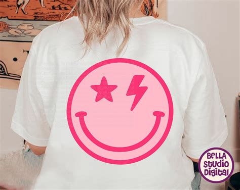 Pretty Pink Smiley Lightening Bolt Smile Svg Png Pdf Dxf Eps