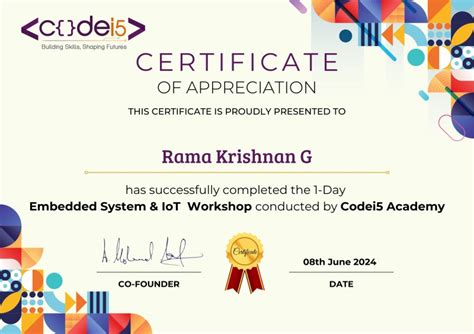 rama krishnan g on linkedin embedded system and iot workshop codei5