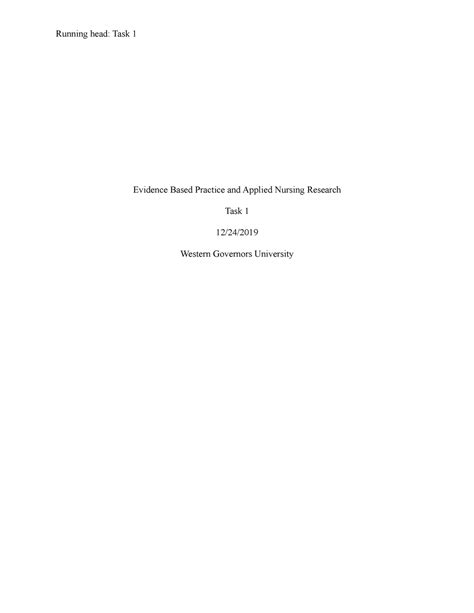 C361 Task1Revision Grade PASS Running Head Task 1 Evidence Based Practice And Applied