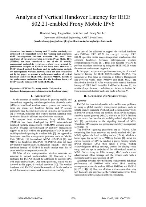 Pdf Analysis Of Vertical Handover Latency For Ieee 80221 Enabled Proxy Mobile Ipv6