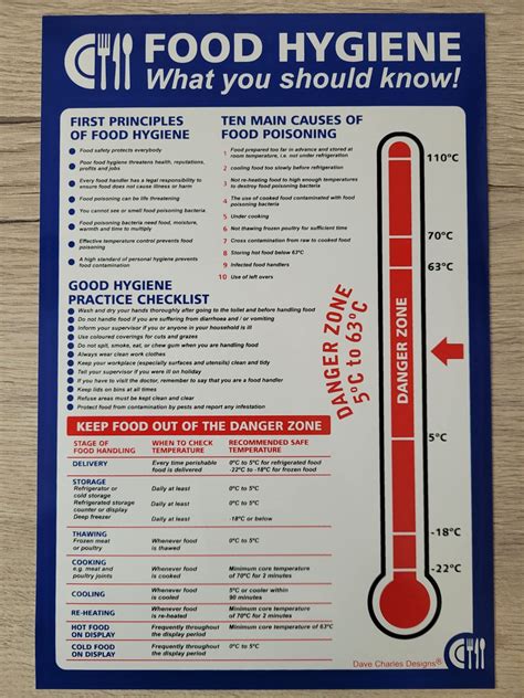 Buy Food Hygiene A4 297mm X 210mm What You Need To Know Temperature S 400g Laminated Kitchen