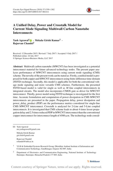 A Unified Delay Power And Crosstalk Model For Current Mode Signaling