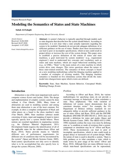 Pdf Modeling The Semantics Of States And State Machines