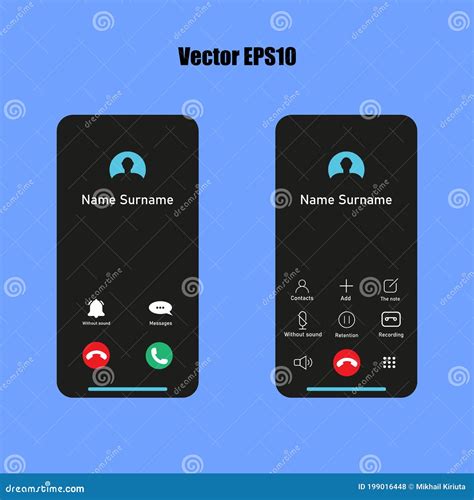 Incoming Call Mockup Smartphone Interface Vector Template Flat User Interface Ux For The