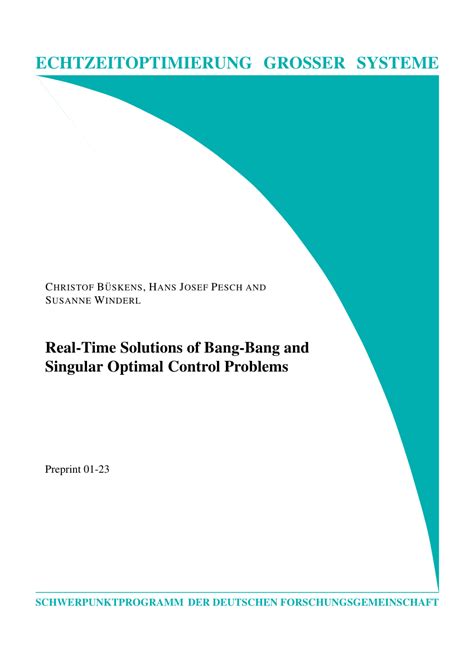 pdf real time solutions of bang bang and singular optimal control problems