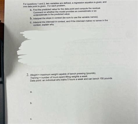 Solved For Questions 1 And 2 Two Variables Are Defined A