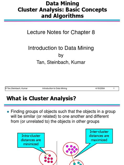 Lecture Notes For Chapter 8 By Tan Steinbach Kumar Pdf Cluster