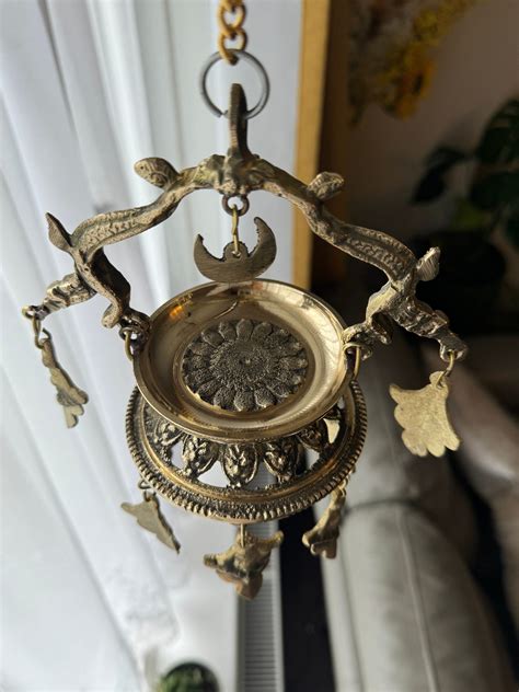 Vintage Brass Hanging Oil Lamp Dalucha Hamrohemp