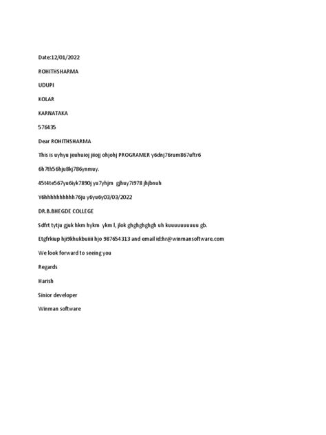 Interview Call Letter Format Pdf