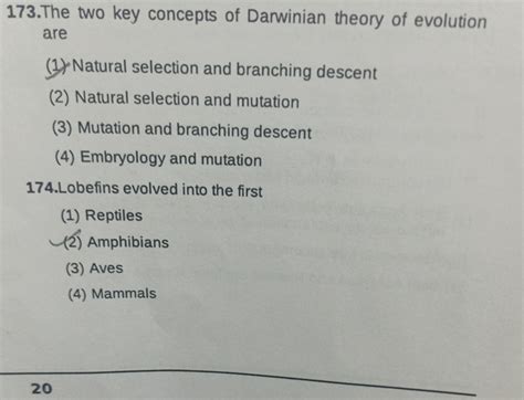The Two Key Concepts Of Darwinian Theory Of Evolution Are 1 Natural