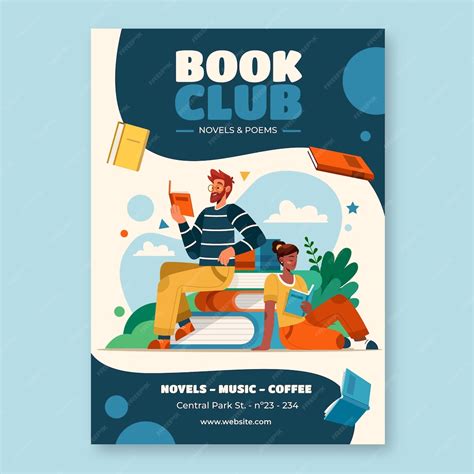 Free Vector Hand Drawn Book Club Poster Template