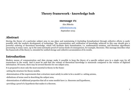 Pdf Theory Framework Knowledge Hub Message 1