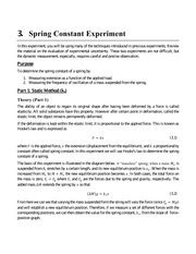 PHYS Spring Constant Manual Spring Constant Experiment In