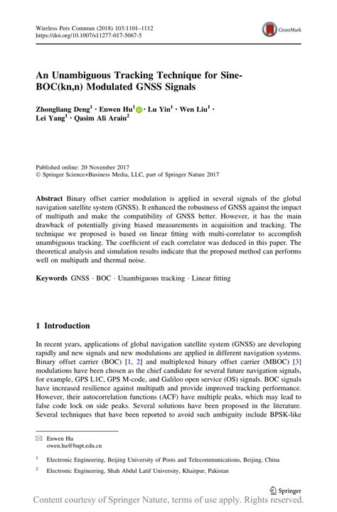 an unambiguous tracking technique for sine boc kn n modulated gnss
