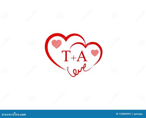 Ta Initial Heart Shape Red Colored Logo Stock Vector Illustration Of