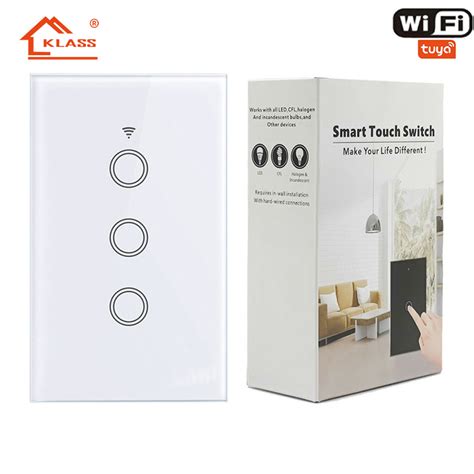 Klass Brand 120mm Standard Home Smart Glass Panel Us Type 1 Gang Smart WiFi Touch Switch Wall