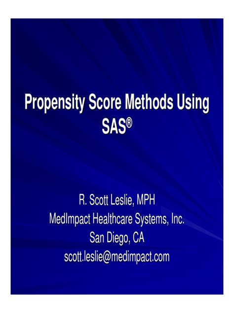 Propensity Score Methods Using Sas Pdf Randomized Controlled Trial Multivariate Statistics