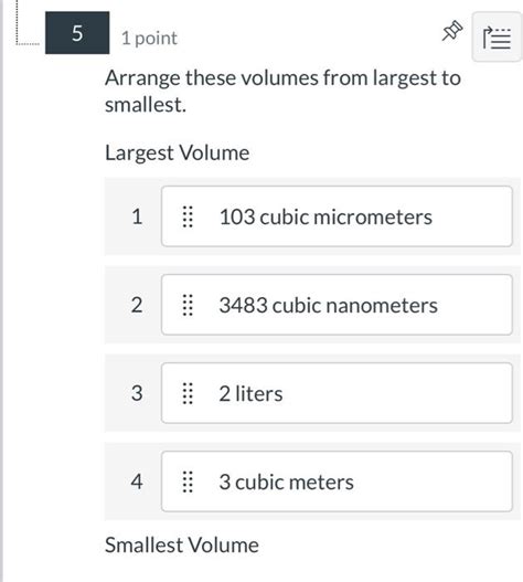 Solved Arrange These Volumes From Largest To Smallest