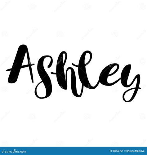 Female Name Ashley Lettering Design Handwritten Typography Stock