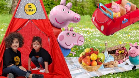 დანიელა და ემილია პიკნიკზე პეპა გოჭების ოჯახთან ერთად Youtube