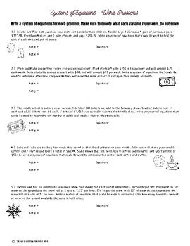 Systems Of Equations Word Problems Practice By Collins Classroom Creations