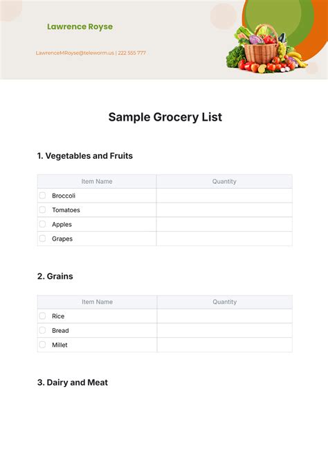 Free Grocery List Templates Editable And Printable