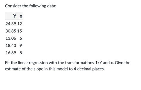 Solved Consider The Following Data Fit The Linear Chegg Com