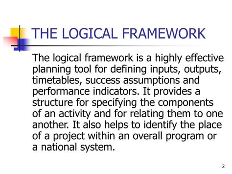 PPT LOGICAL FRAMEWORK PowerPoint Presentation Free Download ID