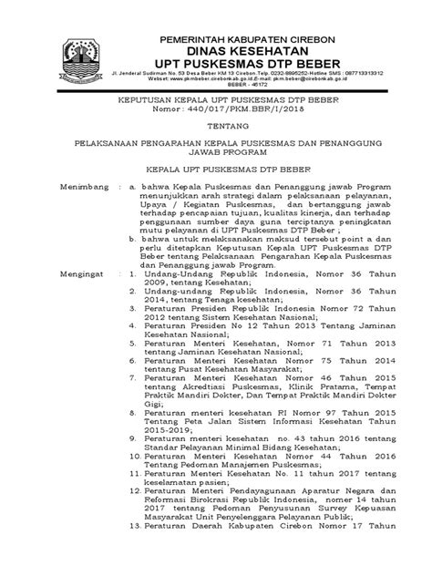 017 2 3 7 1 Sk Pengarahan Kepala Puskesmas Kepada Penanggung Jawab Pengarahan Penanggung Jawab