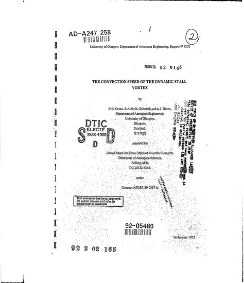 Pdf The Convection Speed Of The Dynamic Stall Vortex