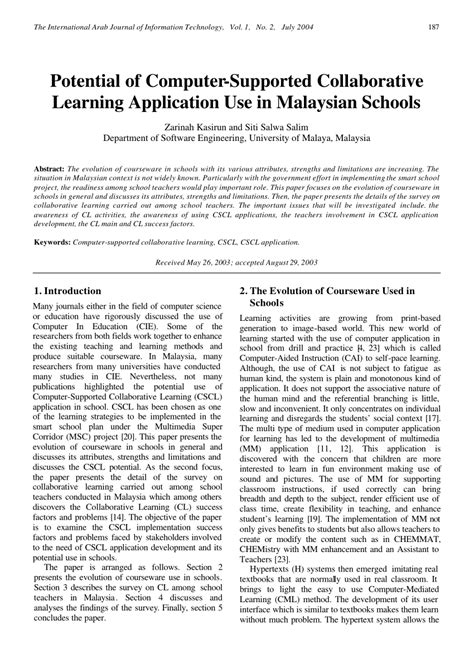 Pdf Potential Of Computer Supported Collaborative Learning Application Use In Malaysian Schools