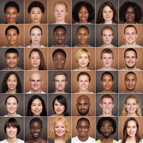 Premium Photo An Image Showing Grid Of The Faces Of Many Different