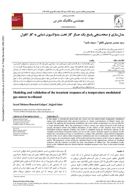 Pdf Modeling And Validation Of The Transient Response Of A Temperature Modulated Gas Sensor To