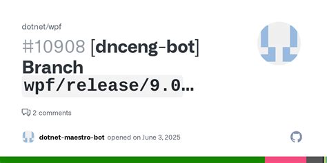 Dnceng Bot Branch `wpfrelease90` Cant Be Merged To Azdo Internal