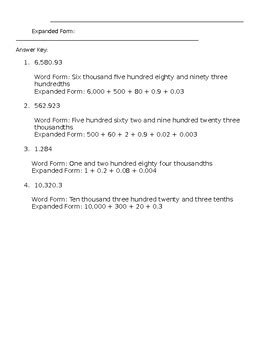 Decimals In Expanded And Word Form By DiDo S Corner TPT