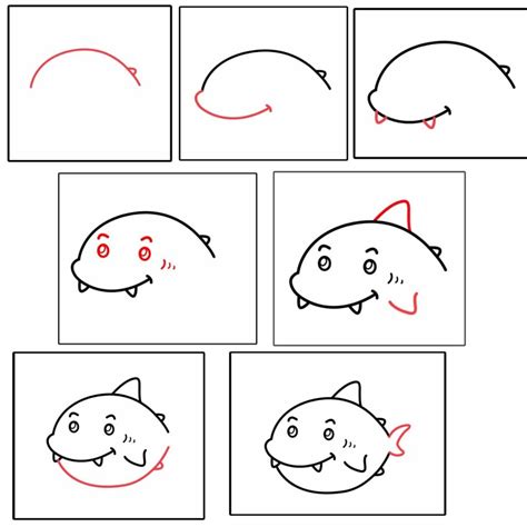 Cute Shark Drawing Simple Step By Step